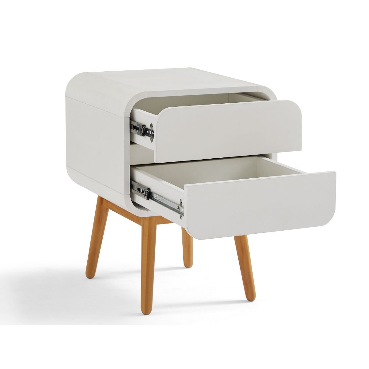 Merlin White Modern Retro Night Stand – HearthlyHome