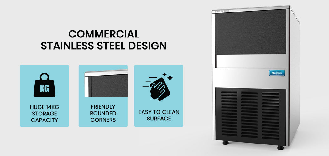 POLYCOOL 60KG/24H Commercial Automatic Ice Cube Maker, Stainless Steel ...