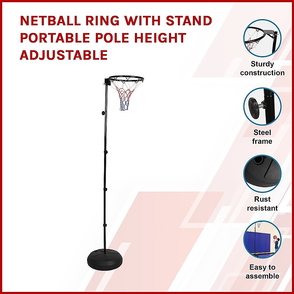 Netball Ring with Stand Portable Pole Height Adjustable – HearthlyHome
