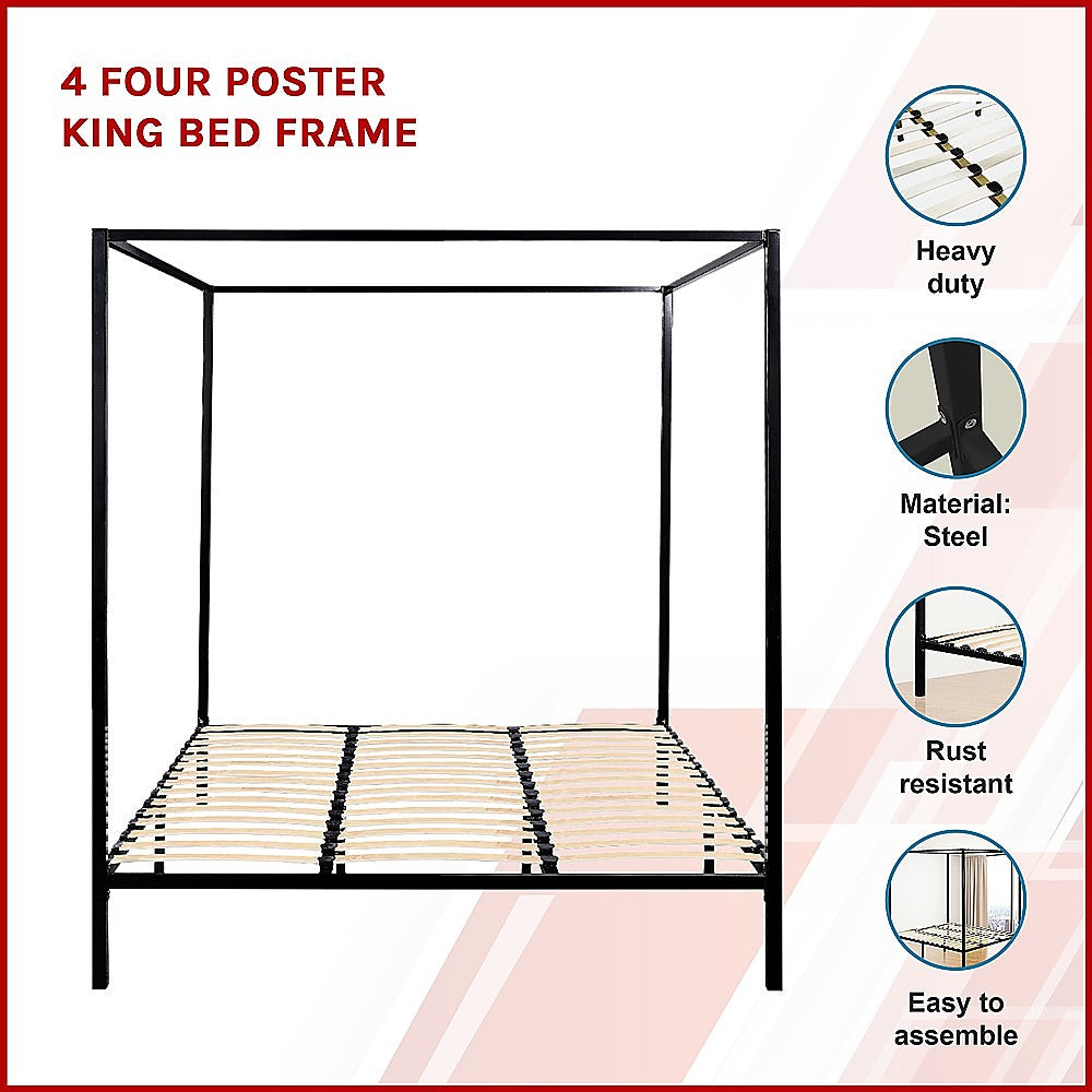 4 Four Poster King Bed Frame – HearthlyHome