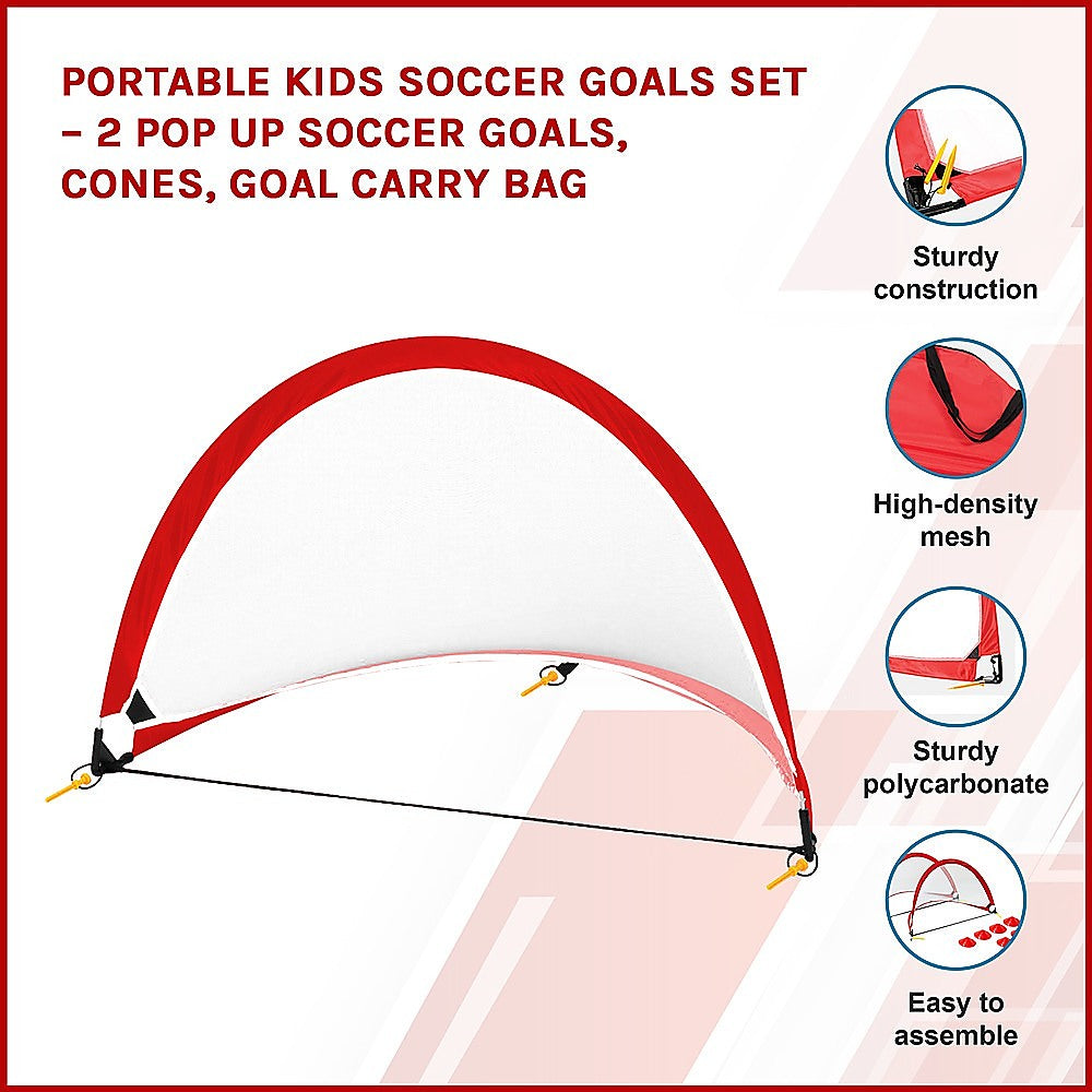 Portable Kids Soccer Goals Set – 2 Pop Up Soccer Goals, Cones, Goal Ca ...