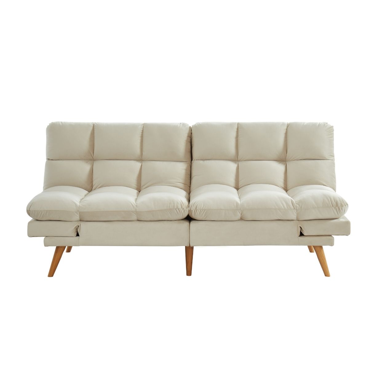 Alexa 3 Seater Velvet Sofa Bed Futon Cream – HearthlyHome