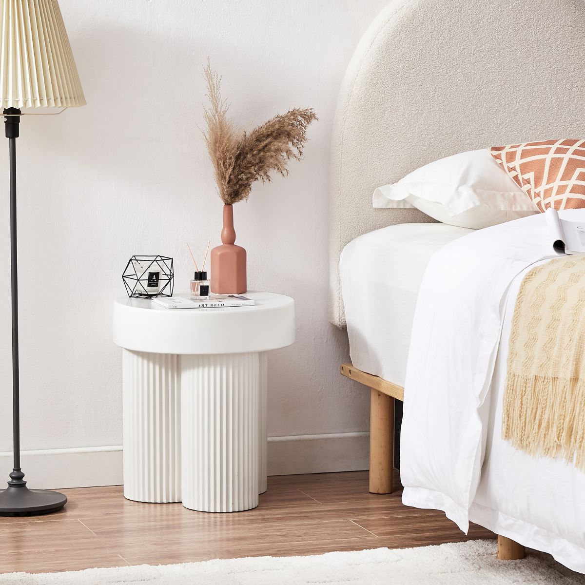 Maya Ribbed White Side Table – HearthlyHome