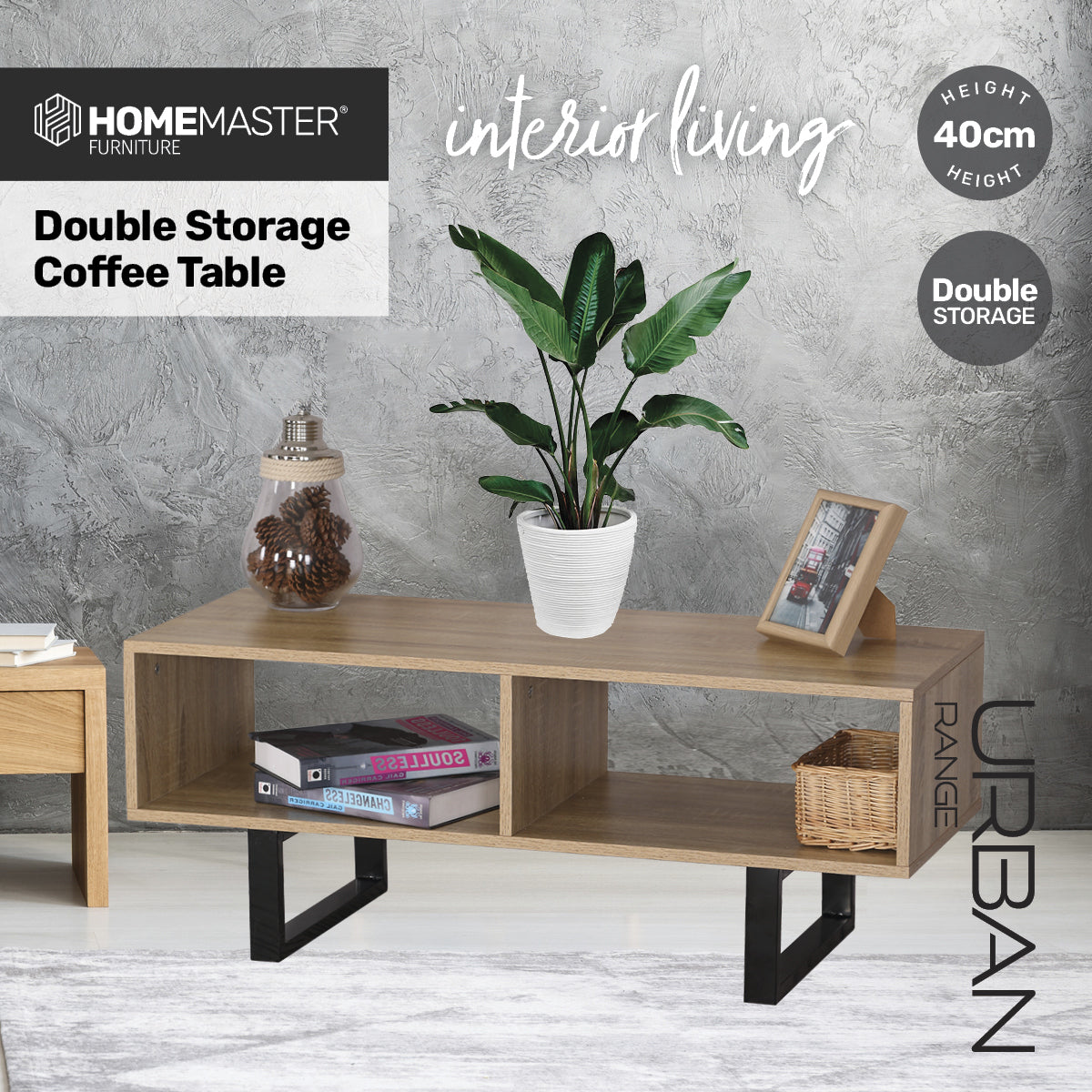 Home Master Coffee Table Wide Dual Storage Stylish Modern Design 1m ...